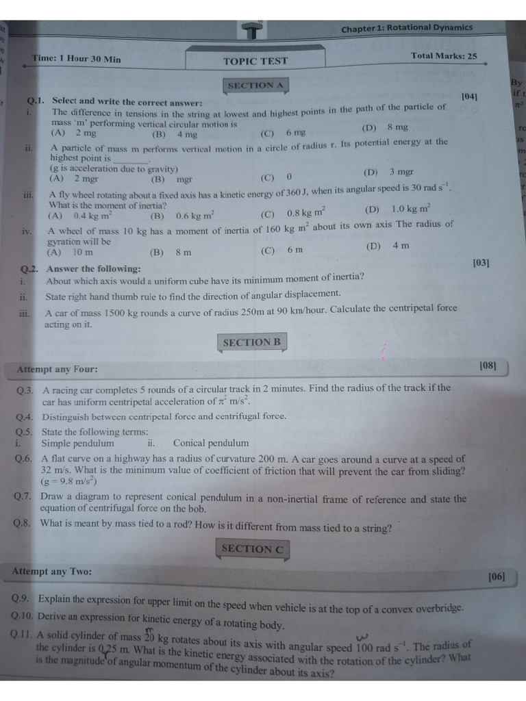 Physics 1-7 Question Papers | PDF