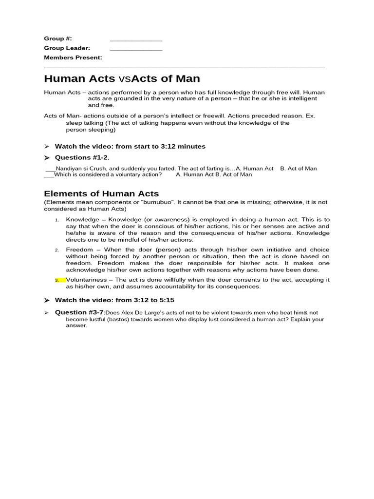 Human Acts vs. Acts of Man | PDF | Free Will | Knowledge
