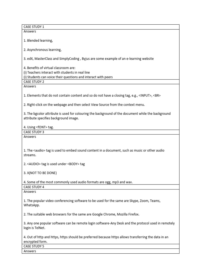 Case Study Answers | PDF