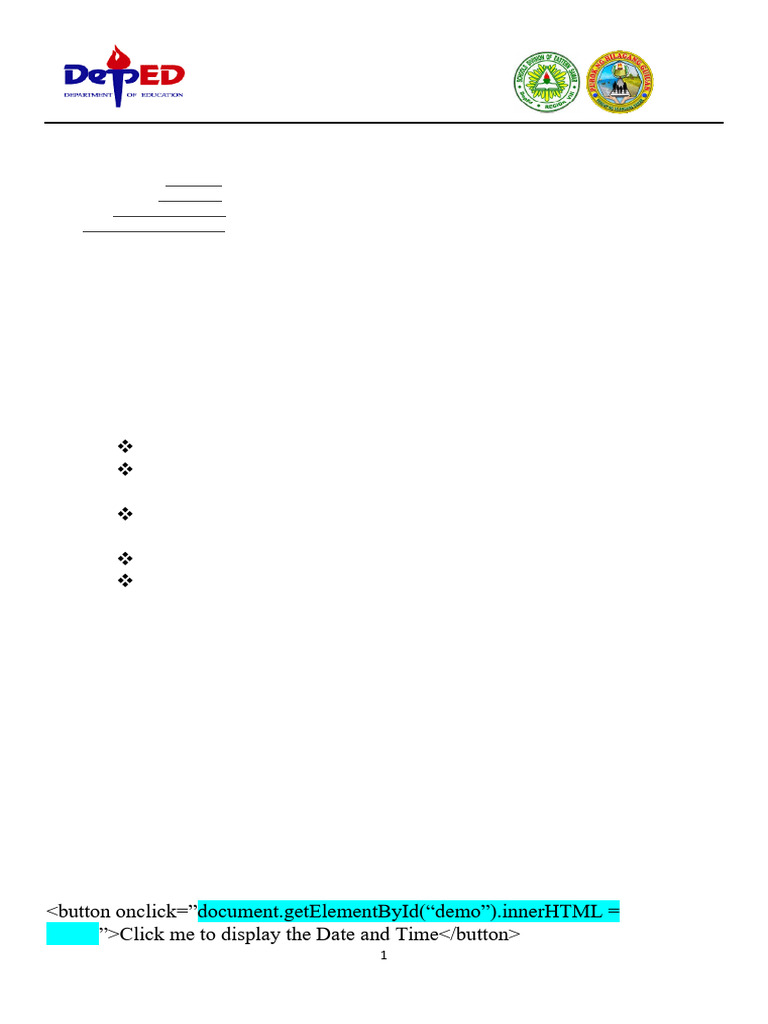 LAS-Q2-Week-1 | PDF | Java Script | Html