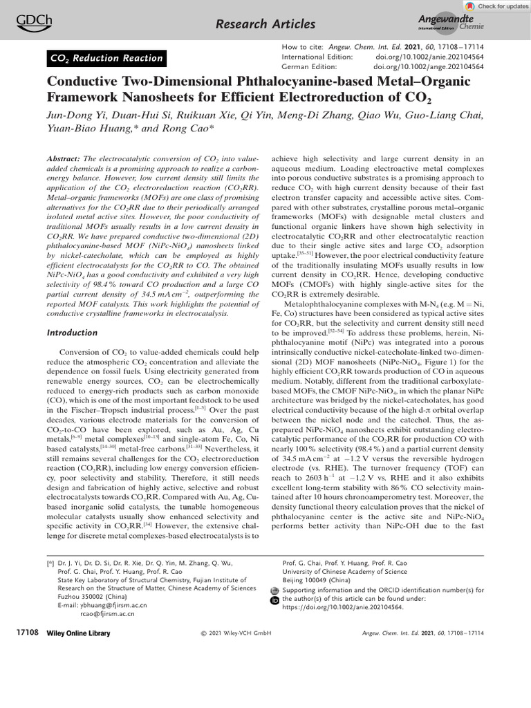 Angew Chem Int Ed - 2021 - Yi - Conductive Two Dimensional ...