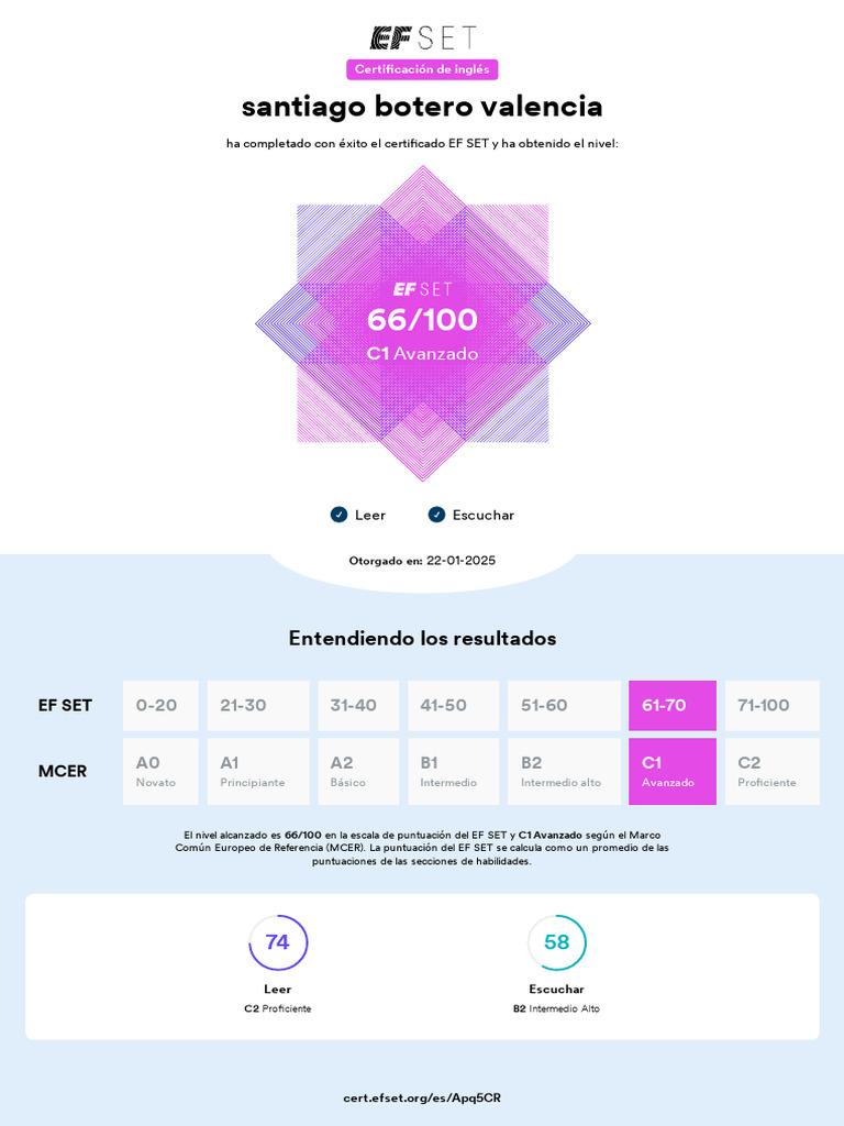EF SET Certificate | PDF