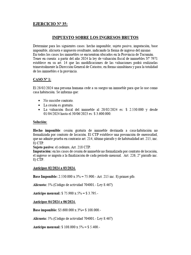Ejercicio #35 | PDF | Impuestos | Derecho contractual