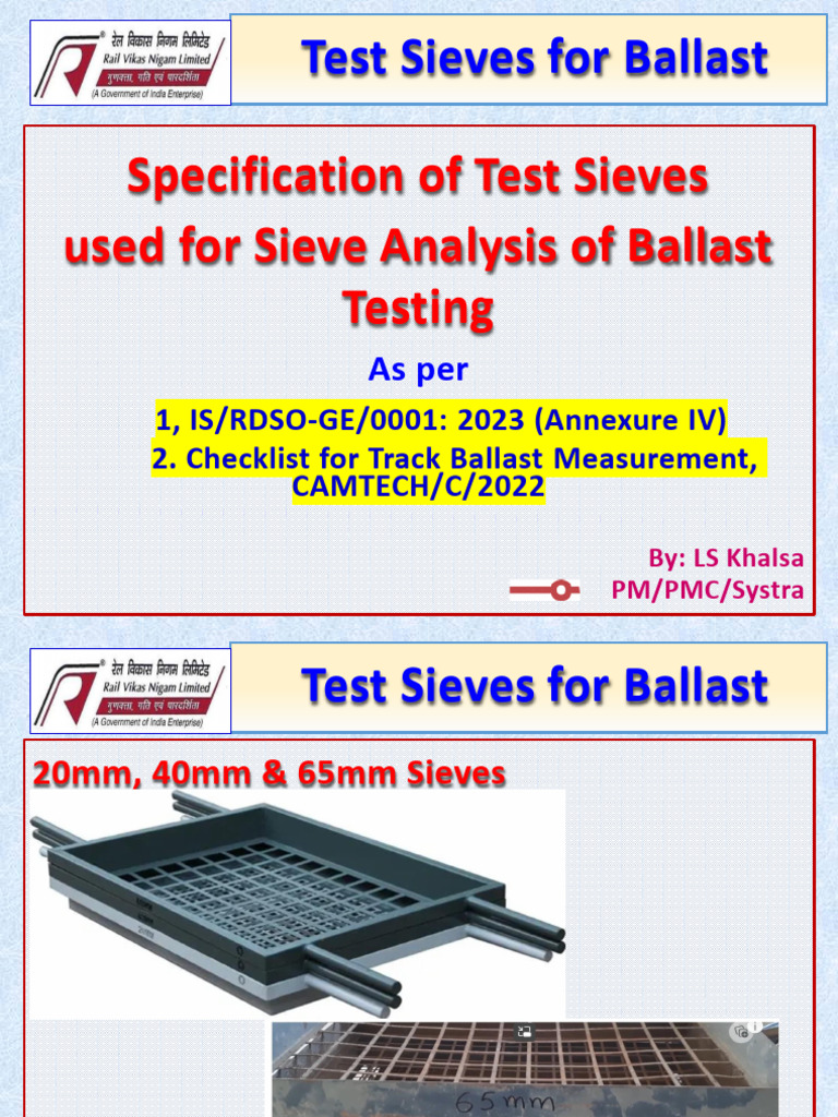 Specification For Sieves For Ballast | PDF | Engineering Tolerance