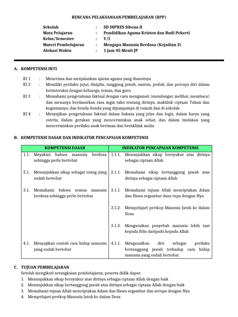 RPP KELAS 5 Apload Supervisi 2024 | PDF