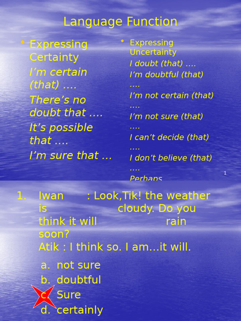 Certainty and Uncertainty Expressions | PDF