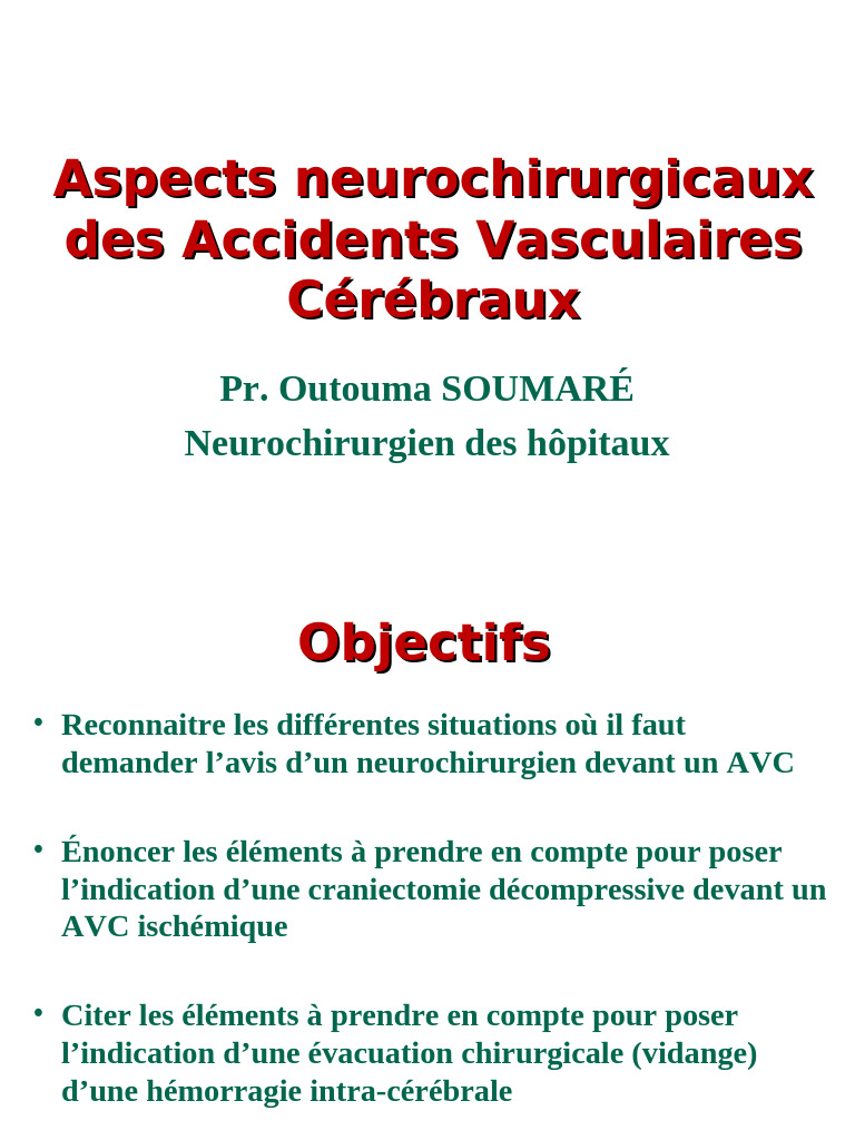 Indications de craniectomie AVC | PDF | Accident vasculaire cérébral ...