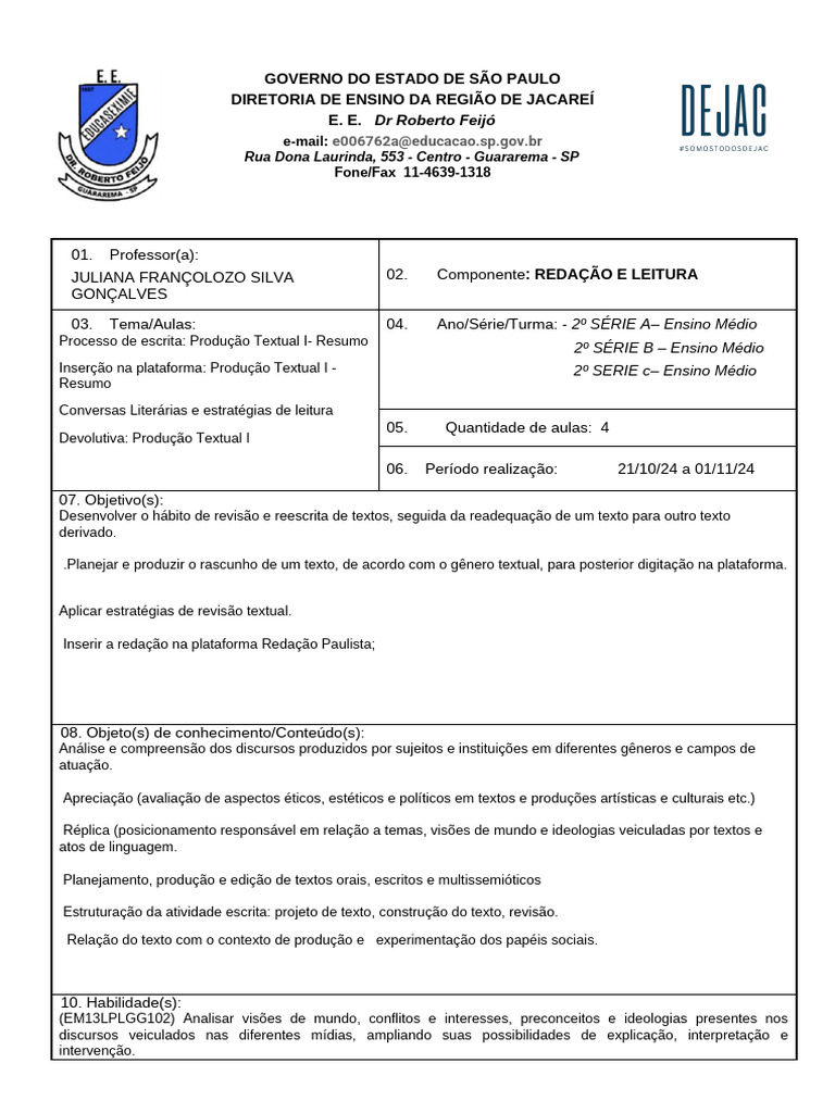 Produção Textual e Leitura no Ensino Médio | PDF | Aprendizado