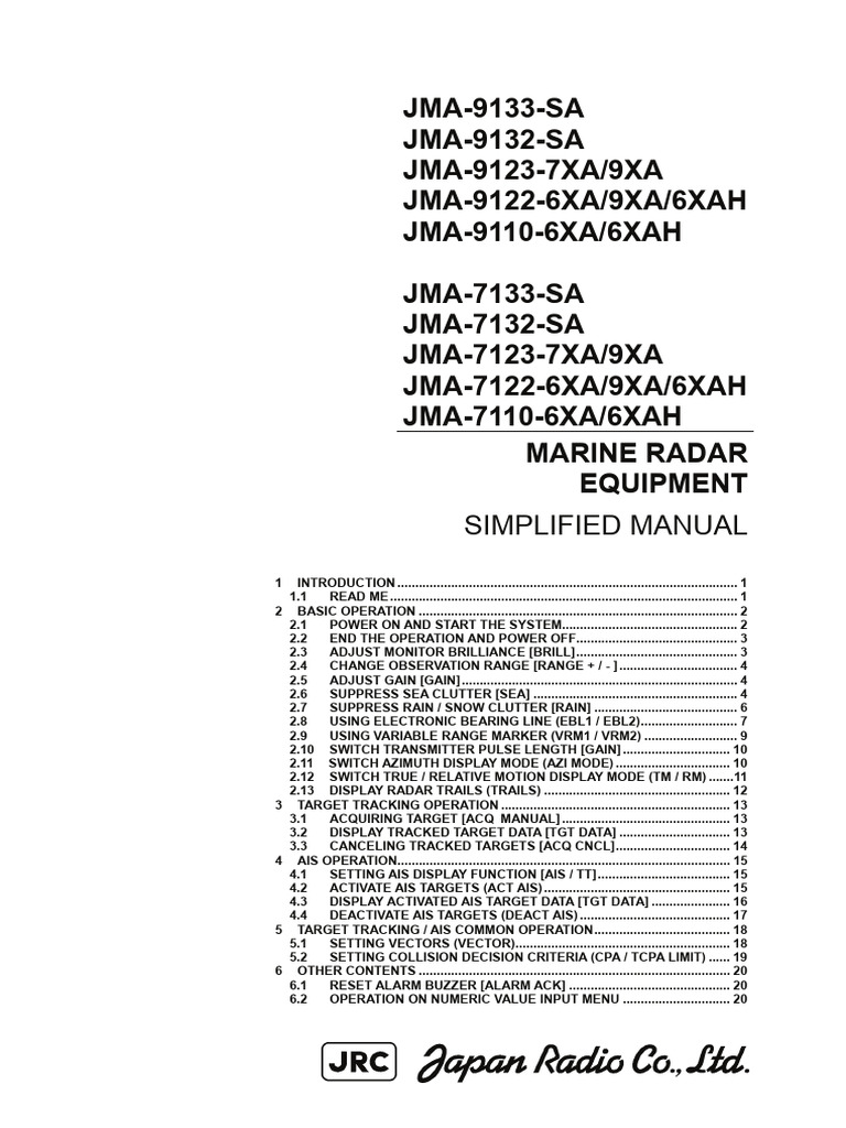 s696 E-28 (B) 6n8182305 Quick Manual For Radar Equipment | PDF | Radar ...