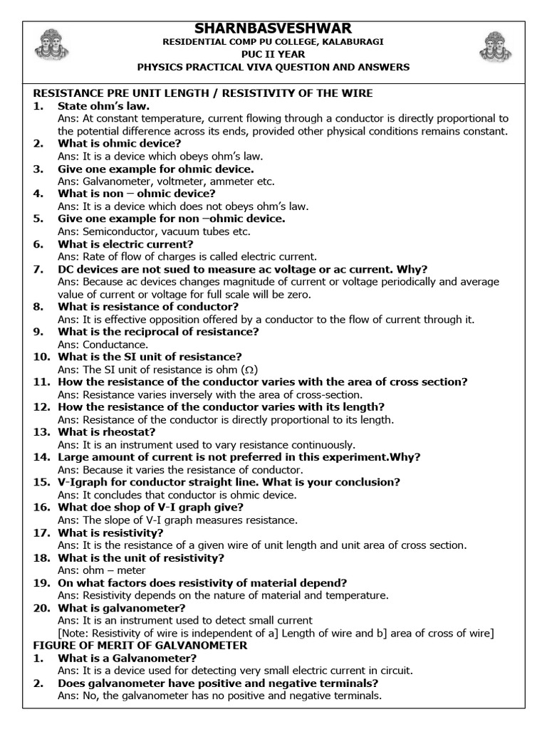 Physics Viva - Voce Question With Answers 2024-25 | PDF | P–N Junction | Mirror