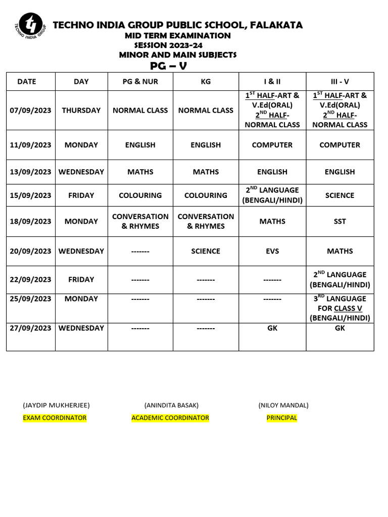 Mid Term Exam 2023-24 | PDF