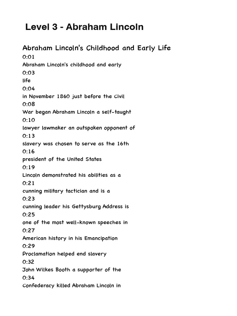 _Level 3 - Abraham Lincoln | PDF | Abraham Lincoln | Thirteenth ...