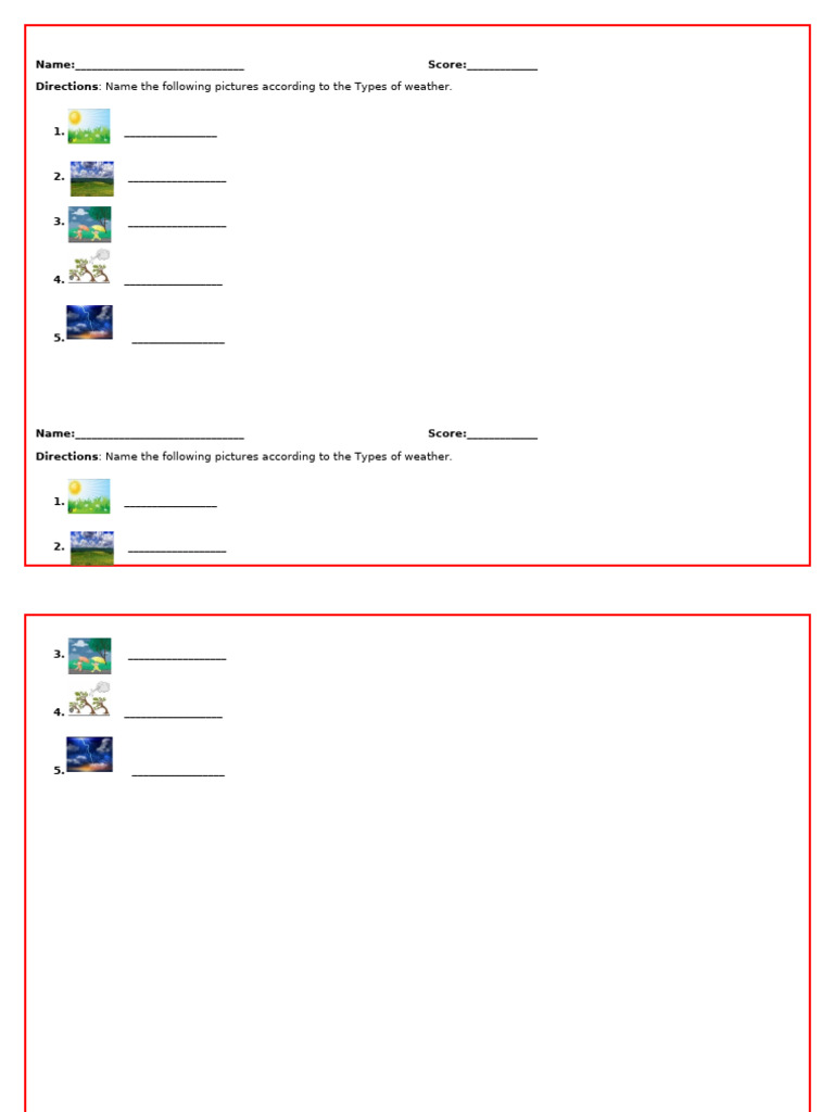 Weather Types Naming Activity | PDF