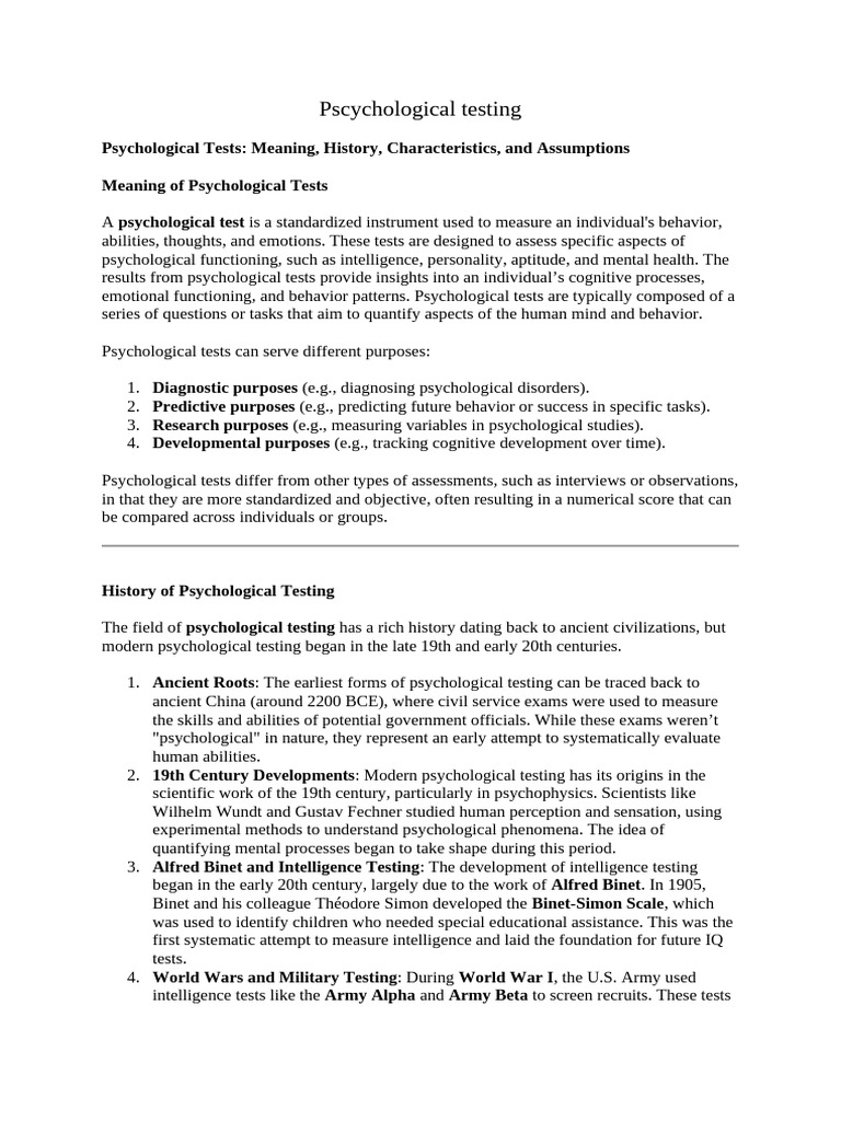 Pscychological Testing | PDF | Psychology | Psychological Testing