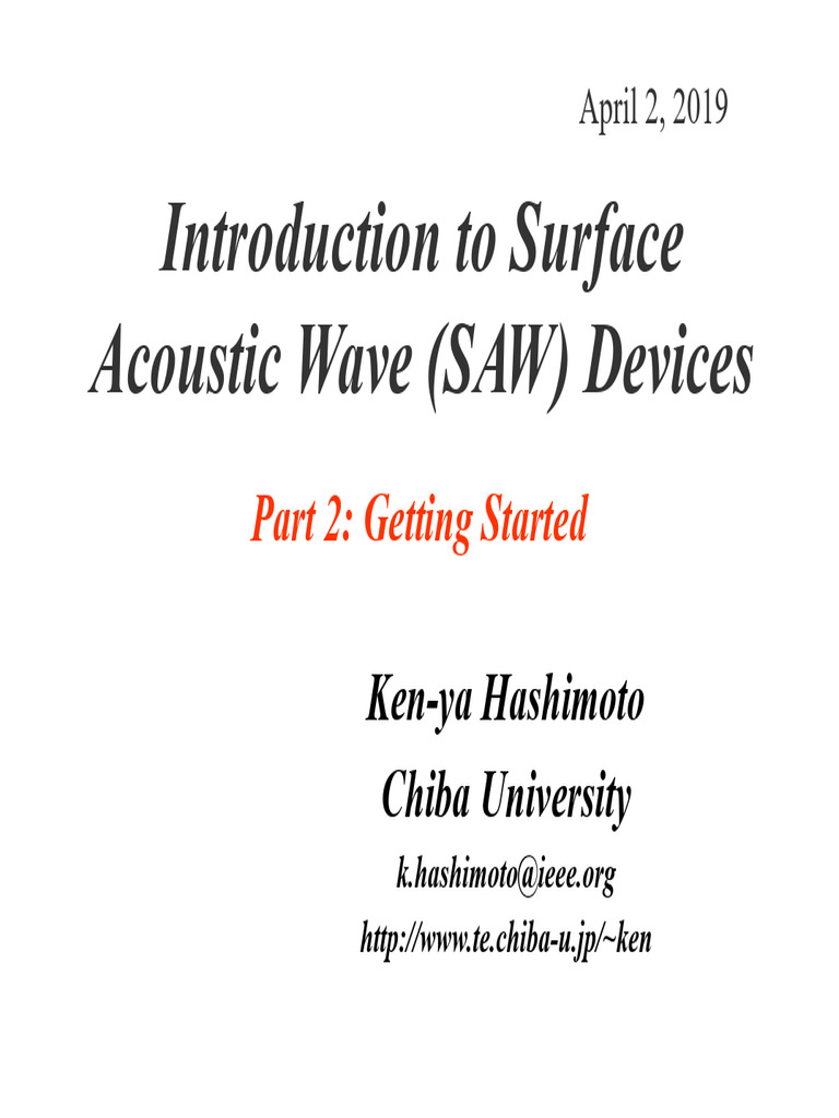 2019-Introduction To Surface Acoustic Wave (SAW) Devices | PDF ...