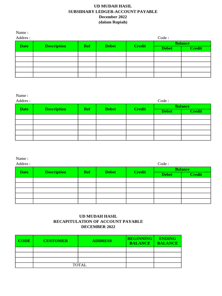 Subsidiary Ledger-Ud MH Plus Recap Revisi | PDF