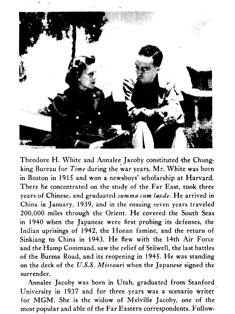 Thunder Out of China-Theodore H White-Annalee Jacoby-1946-349pgs-POL ...