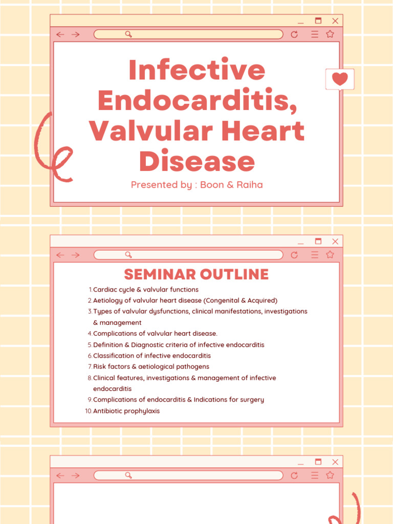 Infective Endocarditis, Valvular Heart Disease | PDF | Heart Valve ...