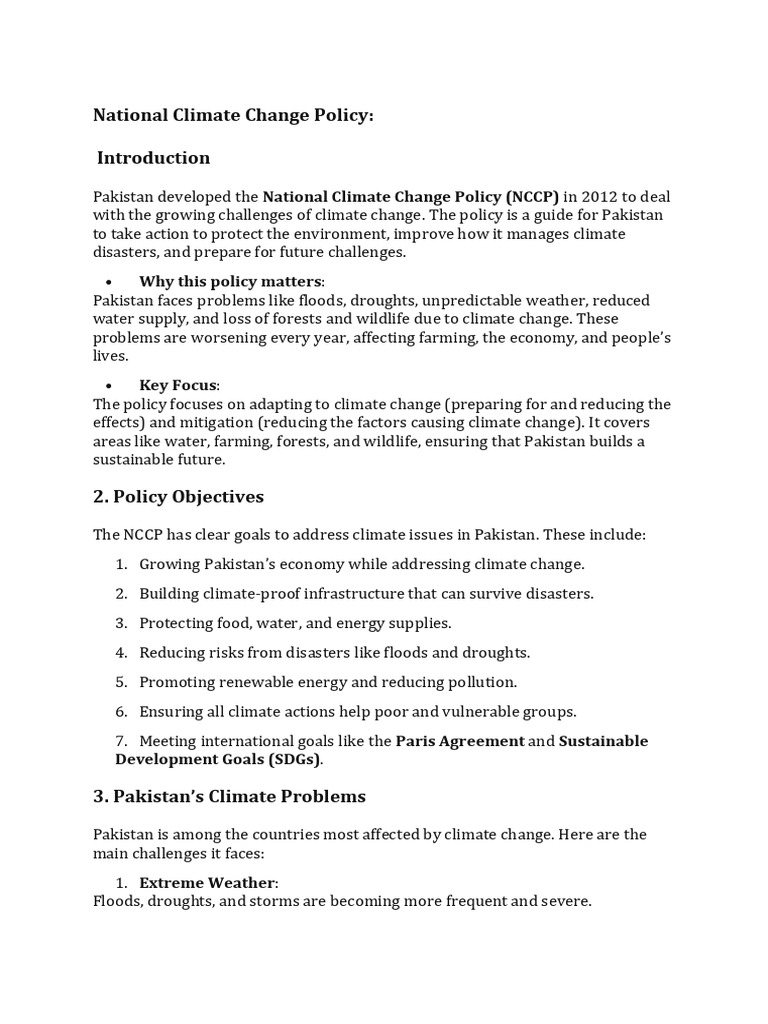 Pakistan's 2012 Climate Change Policy | PDF | Climate Change | Agriculture