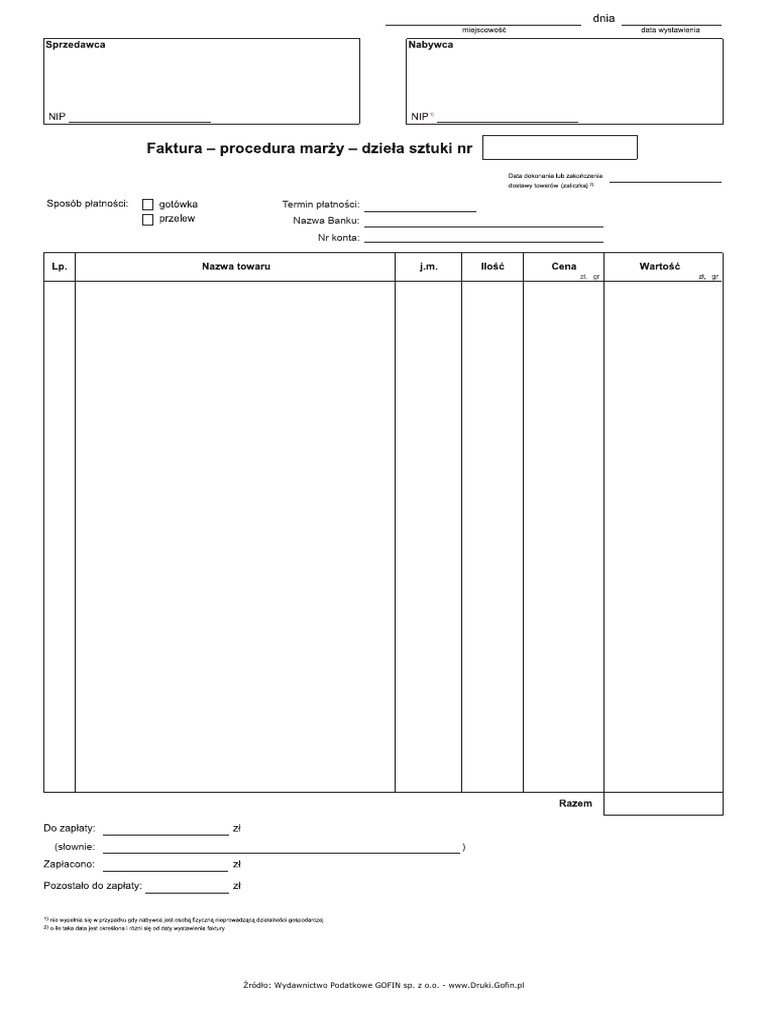 Faktura Procedura Marzy Dziela Sztuki (1) | PDF