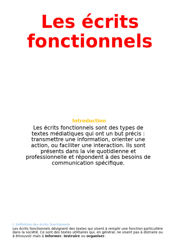 Comprendre les écrits fonctionnels | PDF
