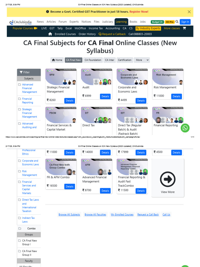 CA Final Online Classes On ICAI New Syllabus (2023 Updated ...