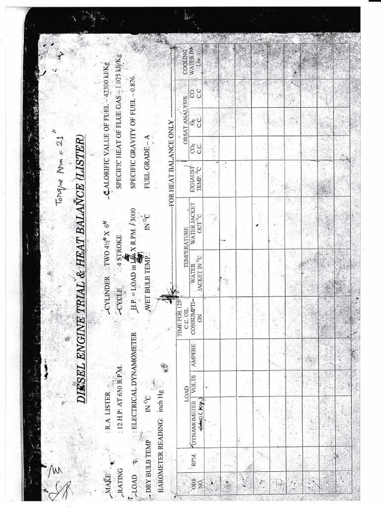 Diesel Engine Performance Analysis | PDF