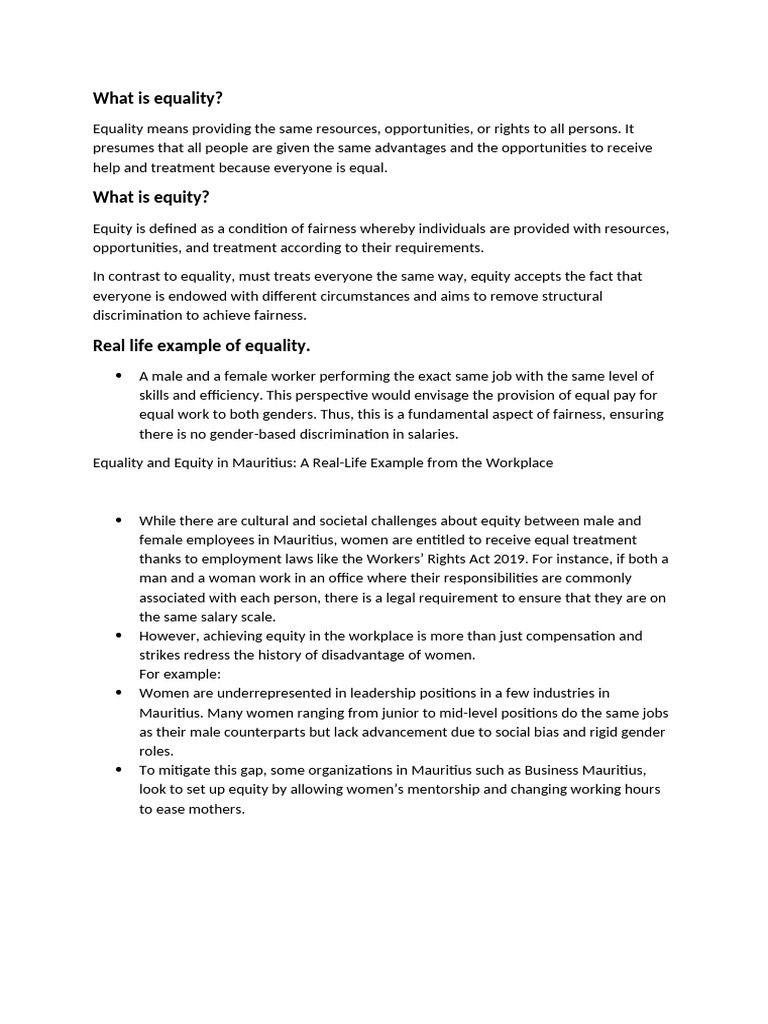 Difference Between Equality and Equity | PDF