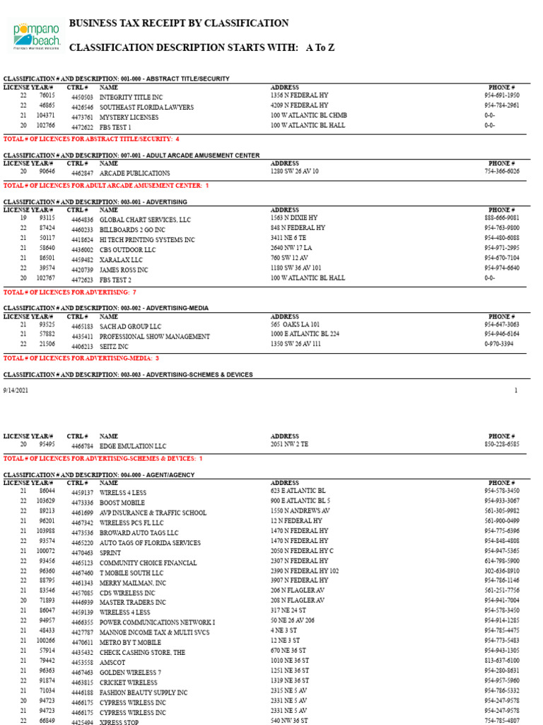 Business Tax by Classification | PDF | Telecommunications | T Mobile Us