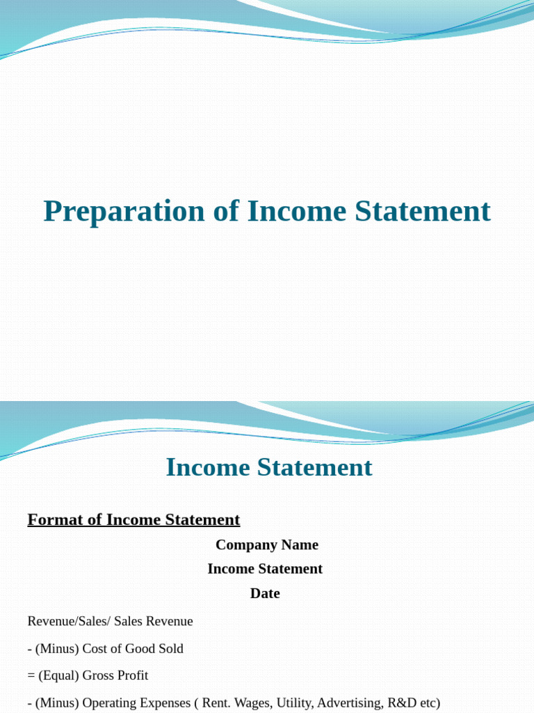 Preparation of Income Statement | PDF | Income Statement | Debits And ...