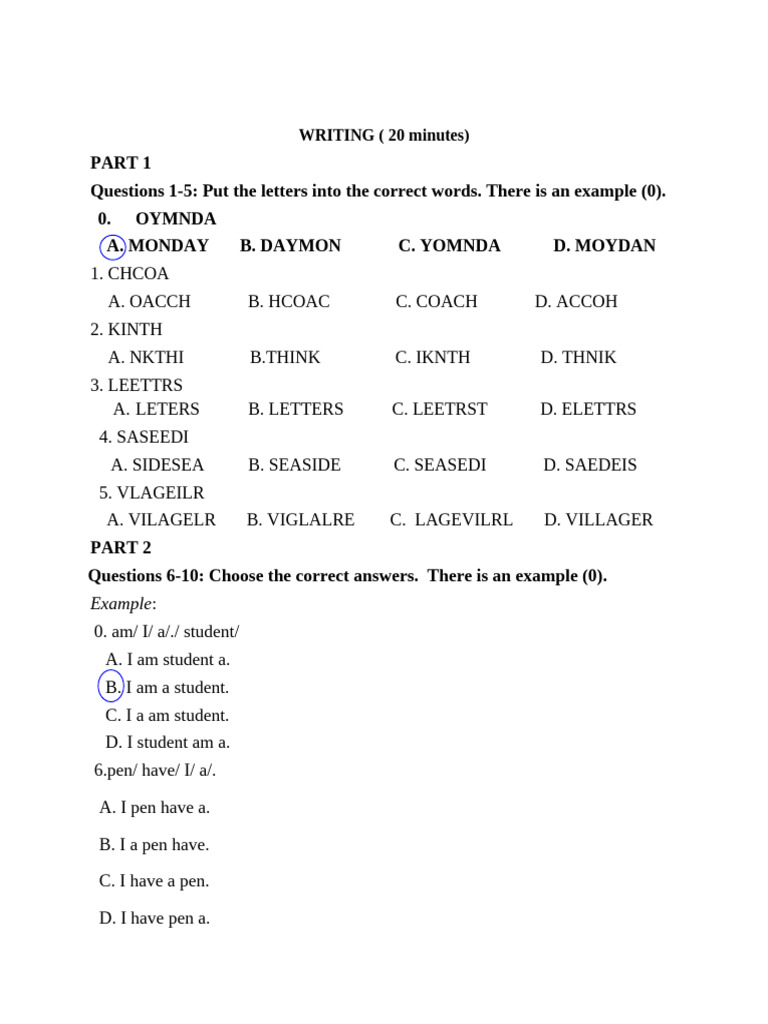 WRITING-grade 5 | PDF