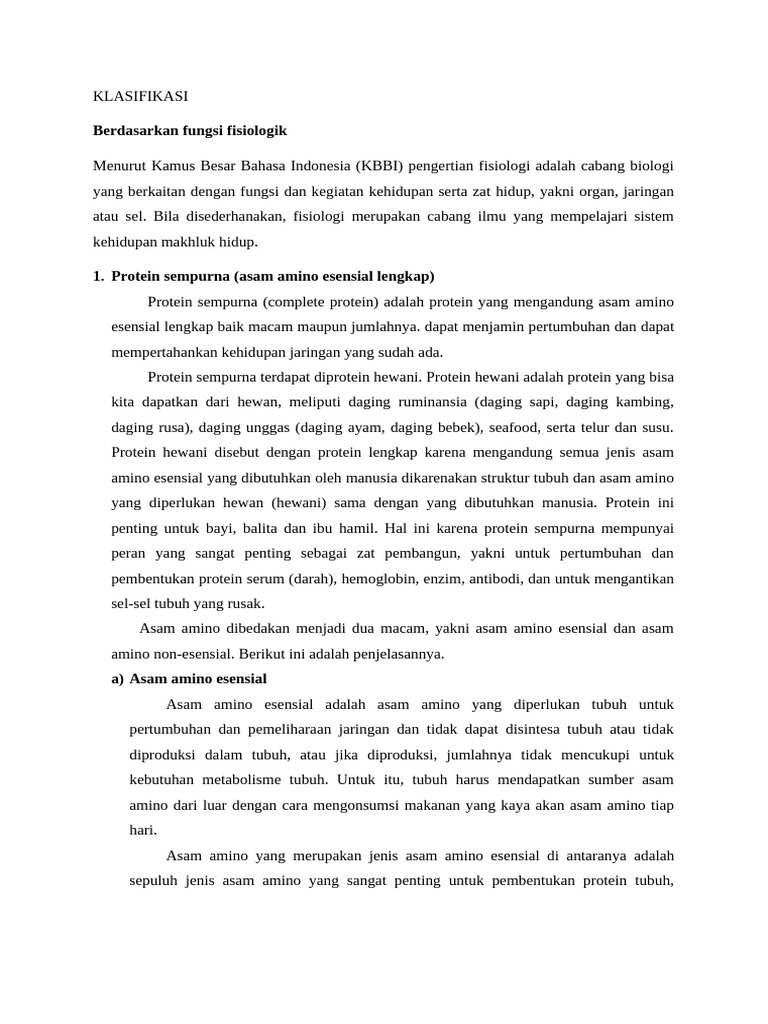 Klasifikasi Protein Hewani dan Nabati | PDF