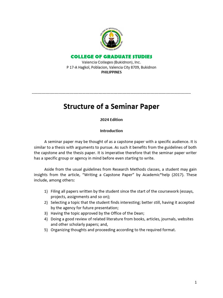 Structure of A Seminar Paper | PDF | Thesis | Methodology