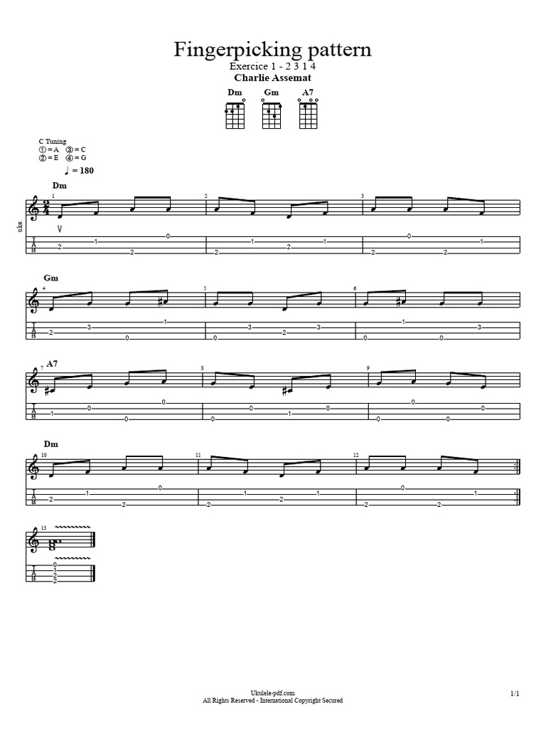 Fingerpicking Patterns Exercice 1 | PDF