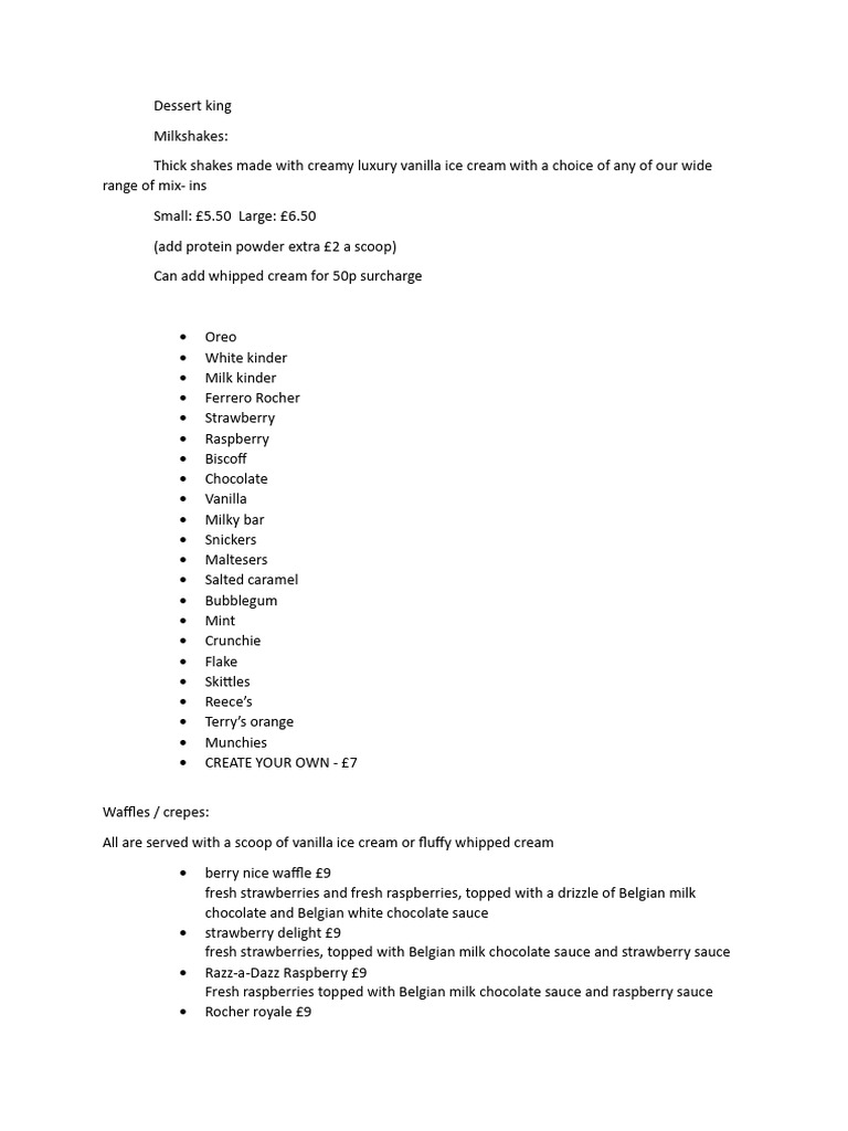 Indulgent Dessert Menu Options | PDF | Chocolate | Cakes