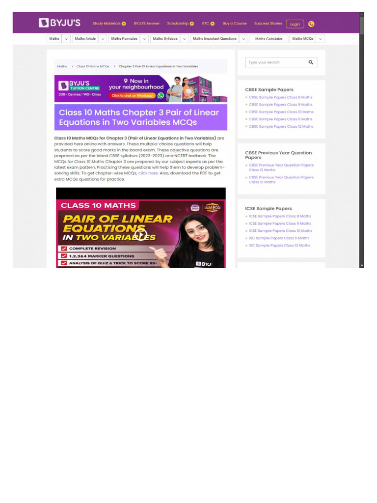 byjus.com-Class 10 Maths Chapter 3 Pair of Linear Class 10 Maths Chapter 3 Pair of Linear ...