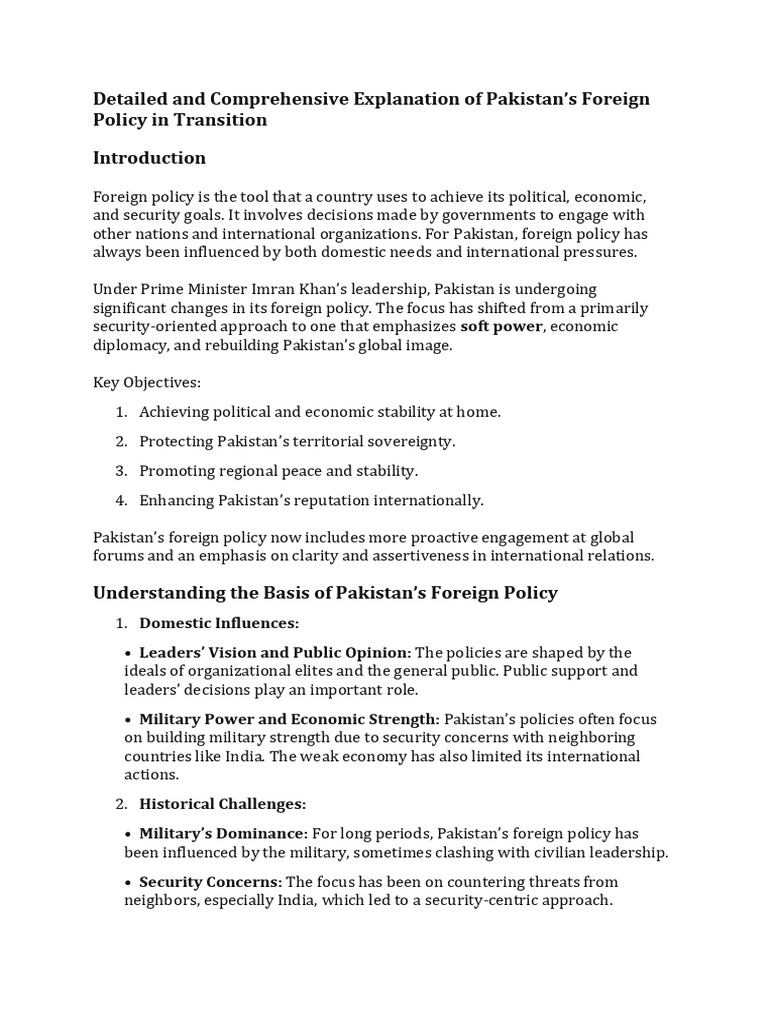 Pakistan's Evolving Foreign Policy Insights | PDF | Pakistan | Foreign ...