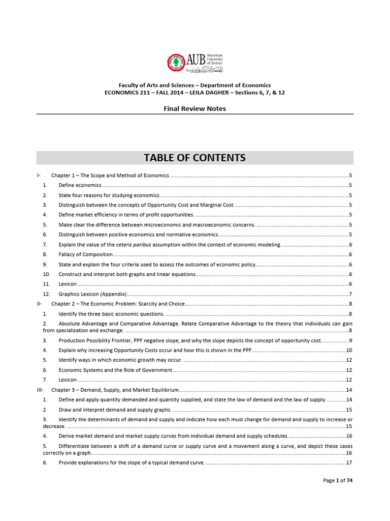 Econ 211 Review Notes | PDF | Elasticity (Economics) | Supply And Demand