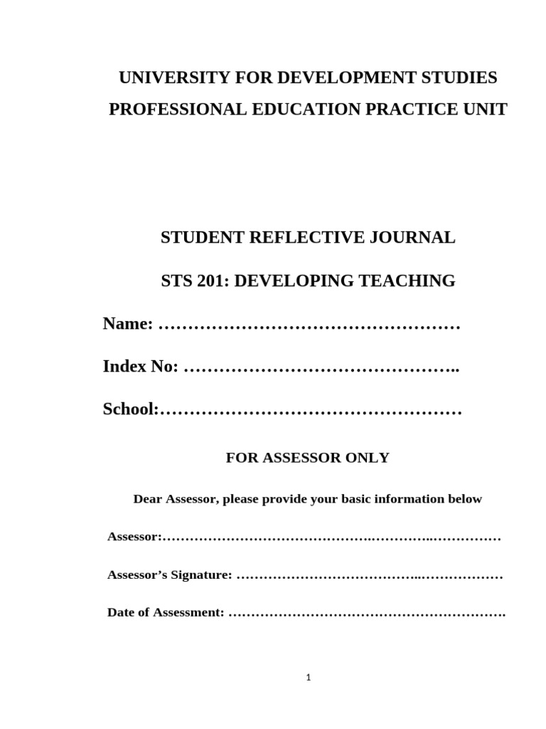 STS Students Reflective Journal Year 2 2025 | PDF | Learning | Psychology