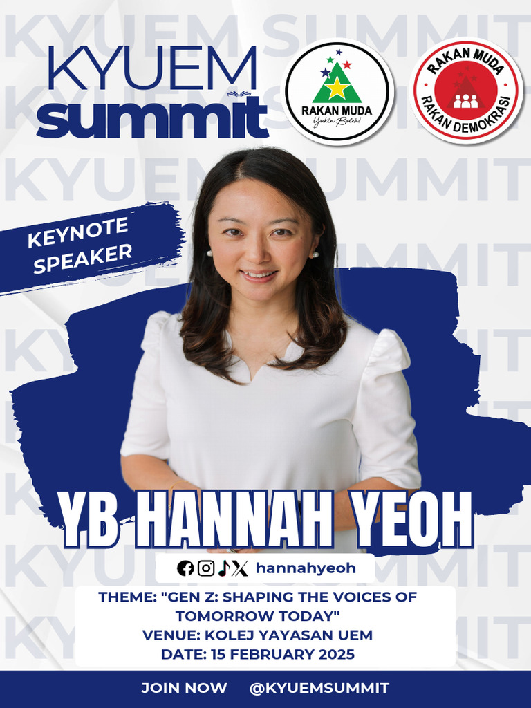 YB Hannah Yeoh Speaker Poster (Double-Sided Poster (A3 Portrait) ) | PDF