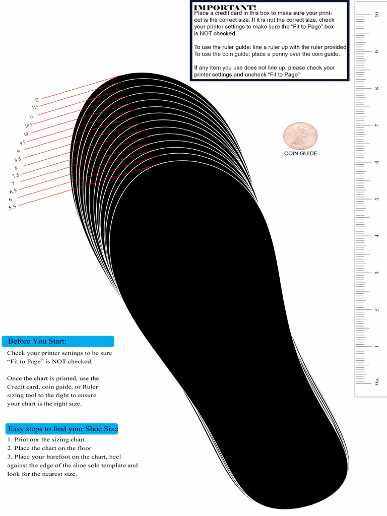 Shoe Sizing Chart Flattened | PDF