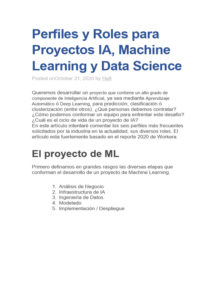 Perfiles y Roles para Proyectos IA | PDF | Inteligencia artificial ...