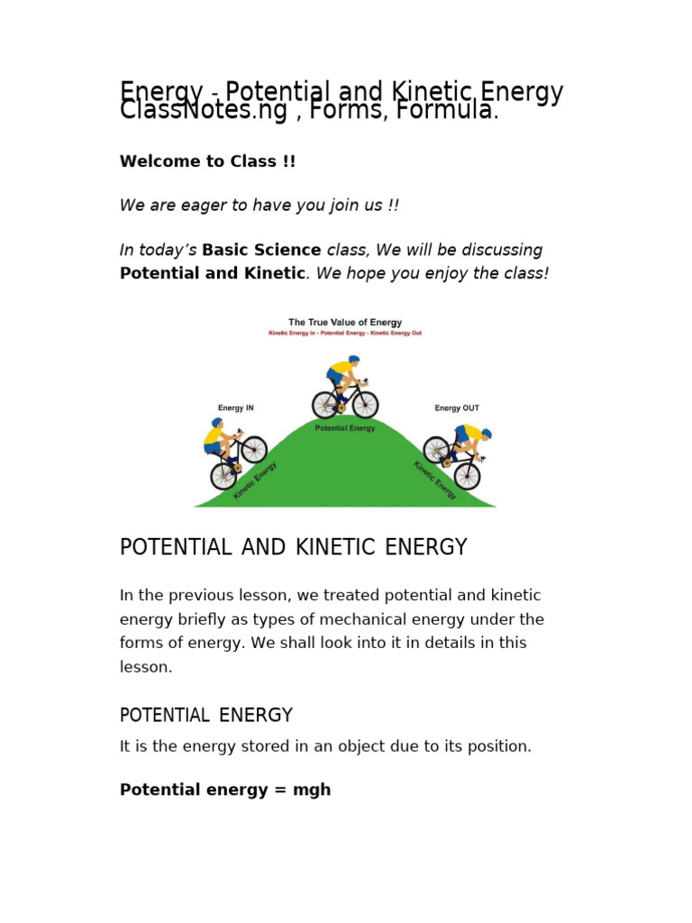 Understanding Potential and Kinetic Energy | PDF | Potential Energy ...