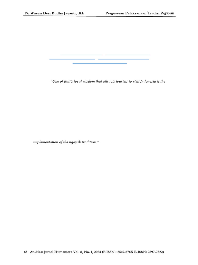 63-81 Hasil Revisi - PERGESERAN PELAKSANAAN TRADISI NGAYAH DALAM ...