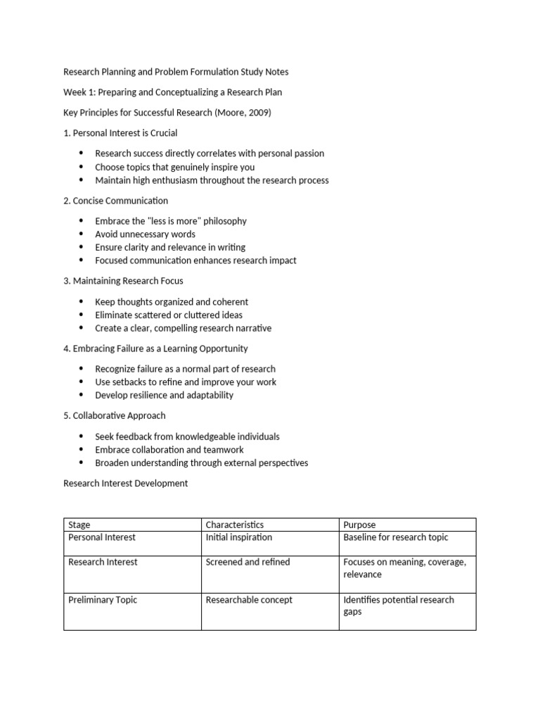 L1Research Planning and Problem Formulation Study Notes | PDF ...