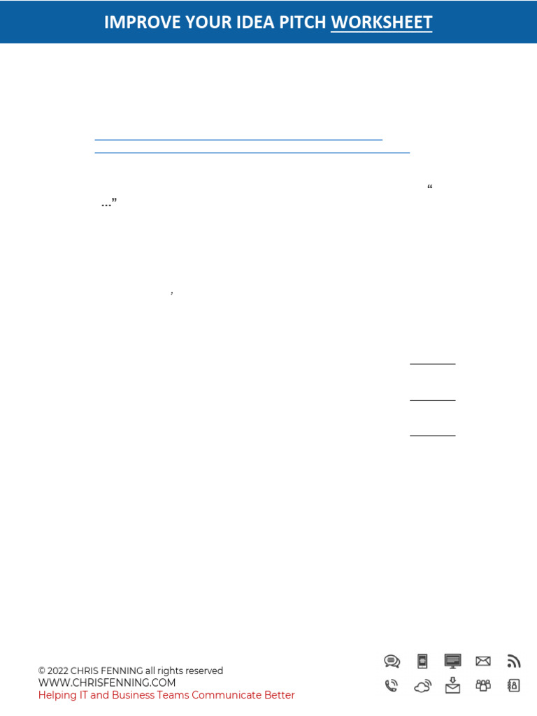 Improve Your Idea Pitch Worksheet | PDF | Human Communication ...