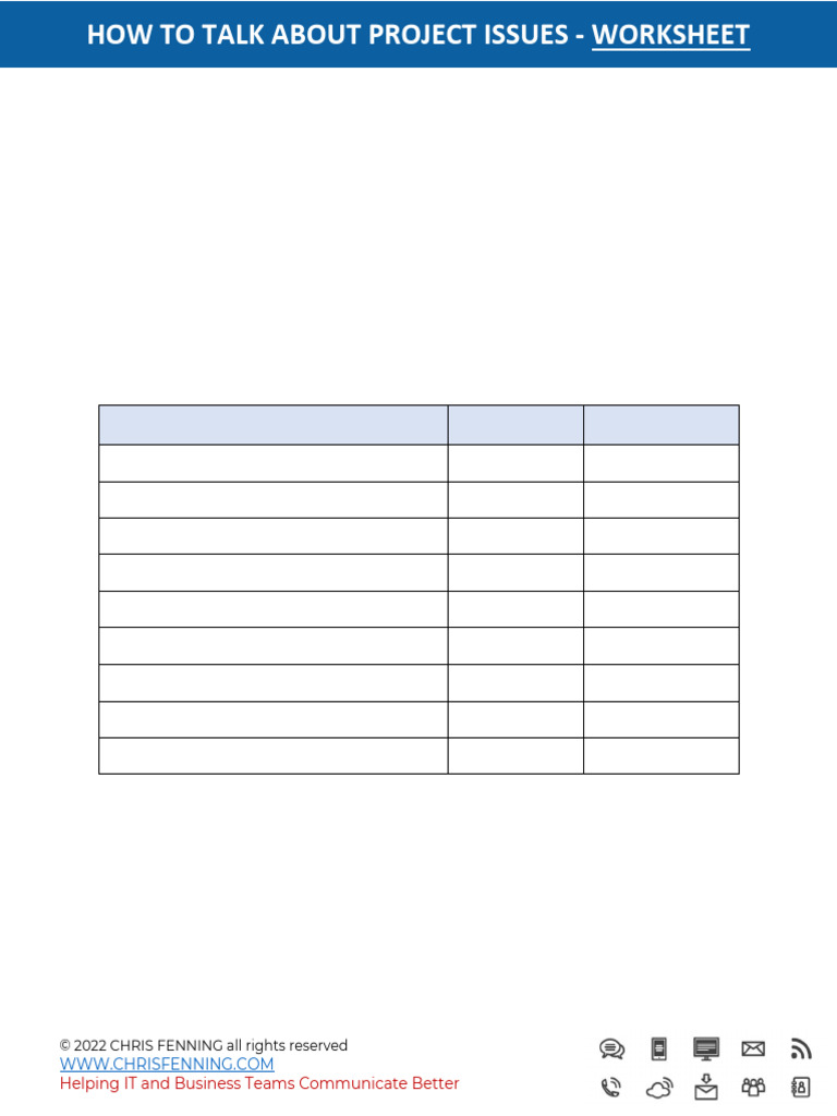 Talk About Project Issues Worksheet | PDF | Communication | Social ...