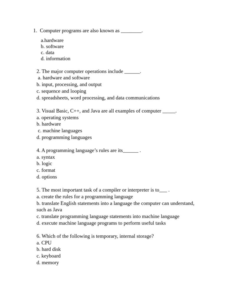 Chapter 1 Quick | PDF | Computer Program | Programming