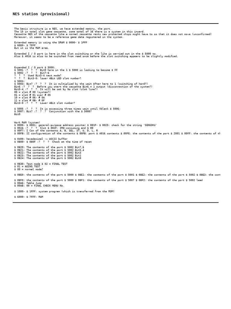 Nes Station | PDF | Computer Memory | Classes Of Computers