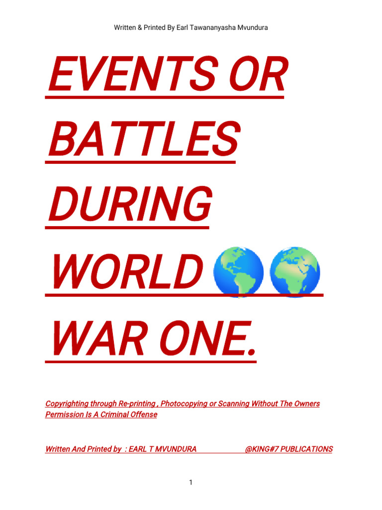 Battles of World War One ... Earl T Mvundura | PDF | Trench Warfare ...